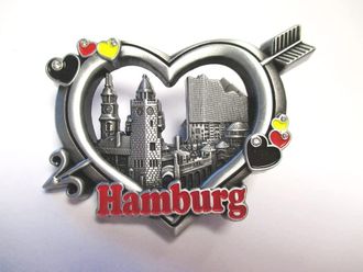 Generic Hamburg Metall Magnet Herz Elbphilharmonie Michel Landungsbr&uuml;cken