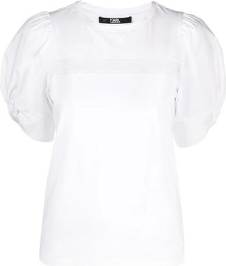 Karl Lagerfeld Femme, Blouses et Chemises, Blanc, Taille: 36 FR Haut &agrave; Manches Bouffantes