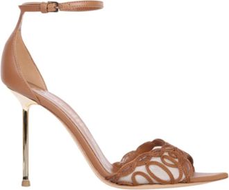 Ninalilou Femme, Chaussures, Brun, Taille: 38 EU Sandalo Elegante in Mesh Ricamata Tacco Stiletto