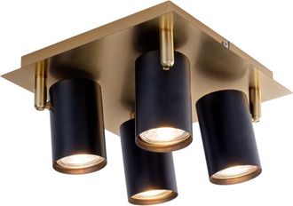 N&auml;ve Leuchten - 4er Wand- und Deckenleuchten Frida in Metall schwarz/Gold, Deckenstrahler, GU10, Deckenlampe f&uuml;r Esszimmer, Wohnzimmer, Diele oder B&uuml;ro, 22