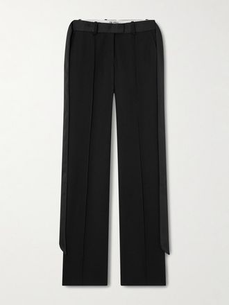 The Attico Pantalon Droit En Serge De Laine &Agrave; Ceinture Et &Agrave; Liens - Noir