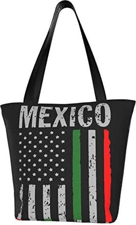 AOOEDM Drapeau am&eacute;ricain mexique sac fourre-tout r&eacute;utilisable femmes sac &agrave; main d&eacute;contract&eacute; sacs &agrave; bandouli&egrave;re pour faire les courses &eacute;picerie voyage &agrave; lext&eacute;