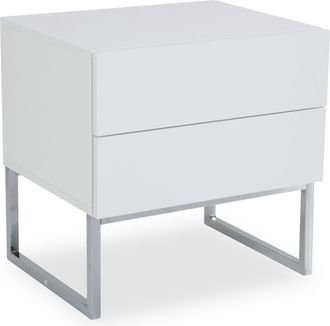 Robas Lund Nachtkonsole weiß hochglanz, Nachtkommode mit Schubladen für Polsterbett Nako Boxspringbett Nachtschrank, BxHxT 50x50x40 cm