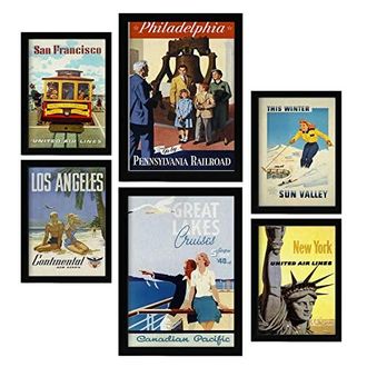 Nacnic &Eacute;tats-Unis Affiches. Illustrations en Couleur de Panneaux Publicitaires Vintage du Monde Entier. Design dint&eacute;rieur et d&eacute;coration. A4 & A3