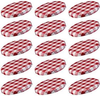 Westmark 15 Schraub-/Twist-Off-Deckel für Einmachgläser, rund, ø 63 mm, Weißblech, Rot-Weiß, Karriert, 409722E3