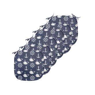 Abakuhaus Navy blau Polster für Esszimmerstühle, Maritime Anchor Wal, Dekoratives wasserfestes Kissen mit Riemen für Küchensitze, 40 cm x 40 cm-6er Pack, Marine