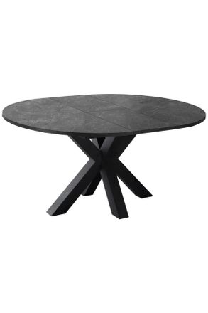 Homin Esstisch, Grau, Schwarz, Holzwerkstoff, rund, Sternfu&szlig;, 130-170x77.5x130-170 cm, ausziehbar, in verschiedenen Holzdekoren erh&auml;ltlich, Esszimmer, Tisch