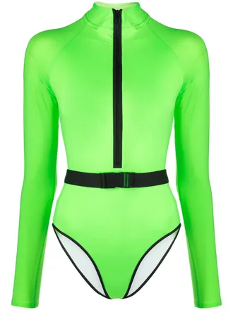 Noire Swimwear Lang&auml;rmeliger Surf-Up Badeanzug - Gr&uuml;n