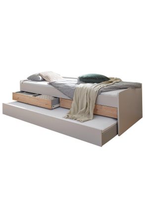 Venda Ausziehbett, Hellgrau, Eiche Artisan, Holzwerkstoff, H&ouml;he ca. 18 cm, 120-210x200 cm, Blauer Engel, Made in Germany, in verschiedenen Gr&ouml;&szlig;en erh&auml;ltlich