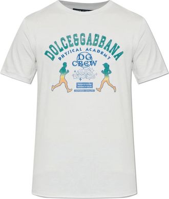 Dolce & Gabbana Homme, Tops, Gris, Taille: XL T-Shirt Imprim&eacute;