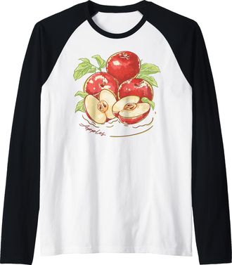Trendy Apparel Apples Fruit Arrangement Watercolor Painting Raglan