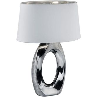 ETC Shop Etc-shop - Lampe de chevet d&eacute;criture lampe textile de chambre &agrave; coucher blanc argent&eacute; dans un ensemble comprenant des ampoules led