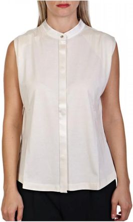 HUGO BOSS Femme, Tops, Blanc, Taille: 42 FR Haut sans manches &agrave; col montant