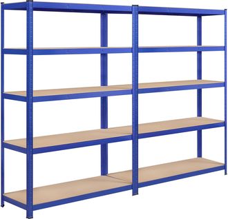 Yaheetech 5-stufiges Lagerregal mit verstellbaren Regalb&ouml;den x2/ 120L &times; 45B &times; 180H cm Schwerlastregal f&uuml;rs Lager/Garage/Arbeitszimmer/K&uuml;che/Laden Blau