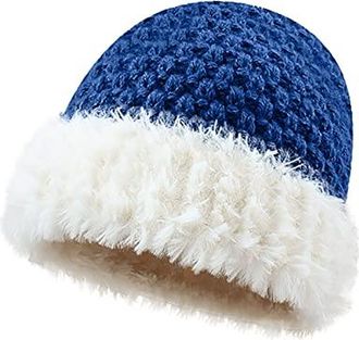 Generic Chapeau pliable fait &agrave; la main en laine chaude pour femme - Chapeau tricot&eacute; coupe-vent - Chapeau pour homme - Vert citron, bleu, Taille unique