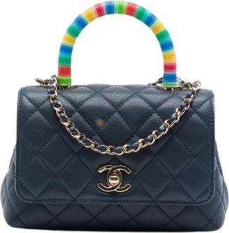 Chanel Pre-owned Vintage Quilted Satchel - Femme - Pre-owned - Bleu - Taille: ONE Size