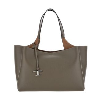 Tod's Graue mittelgro&szlig;e Handtasche aus Leder mit T-Metallanh&auml;nger f&uuml;r Damen - - Bags - Damen - Grau - ONE SIZE
