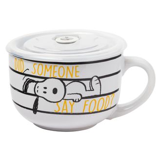 Silver Buffalo Peanuts Snoopy and Woodstock Suppentasse aus Keramik mit bel&uuml;ftetem Kunststoffdeckel, 680 ml