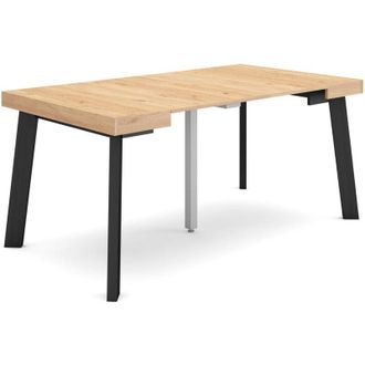 Skraut Home Skraut Home - Ausziehbarertisch, Multifunktionaler ausziehbarer, 160, F&uuml;r 8 G&auml;ste, H&ouml;lzerne Beine, Moderner Stil, Eiche