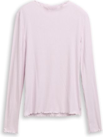 Tom Tailor Tom Tailor Denim Damen 1048344 RIPP Langarmshirt Mit Stehkragen, 33972 - Lilac Fog, S EU