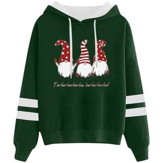 Generic Sweat &agrave; capuche imprim&eacute; de No&euml;l &agrave; manches longues pour femme | Sweat &agrave; capuche festif, Vert, XXL