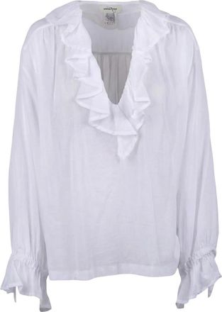 ottod'Ame Femme, Blouses et Chemises, Blanc, Taille: 40 FR Camicia volant in cotone