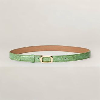 Reptiles House Ollie Schnalle und 25 mm Gürtel aus Flankenkrokodilleder - Grün