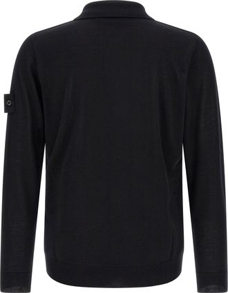 Stone Island Pure Light Wool Polo Shirt - Black