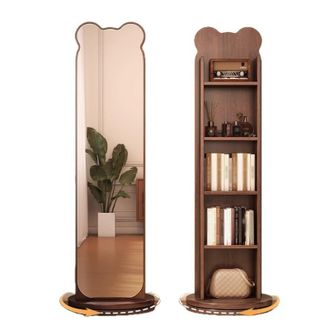 Generic Spiegel Standspiegel Ganzk&ouml;rperspiegel Tiefer Rahmen Floatglas f&uuml;r Badezimmer Ankleidezimmer Wohnzimmer(Walnut,46x168 cm)