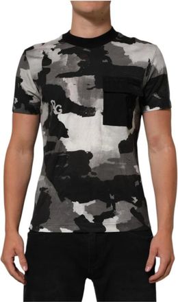 Dolce & Gabbana Homme, Tops, Multicolore, Taille: XS T-shirt camouflage &agrave; manches courtes