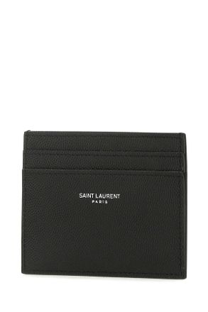 Saint Laurent Mens Black Leather Card Holder 1000 Calf Skin Portafogli Wallet