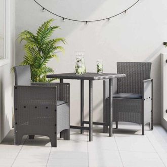vidaXL Gartenstuhl Set mit 2 Hellgrau, Anthrazit Polypropylen Standard - Vidaxl