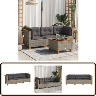 vidaXL Gartensofa mit Kissen 3-Sitzer Grau Poly Rattan - Gartensofa - Outdoor Möbel - Lounge Set - Gartenlounge - Rattan Gartenmöbel