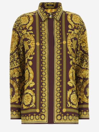Versace Womens Silk Shirt Burgundy