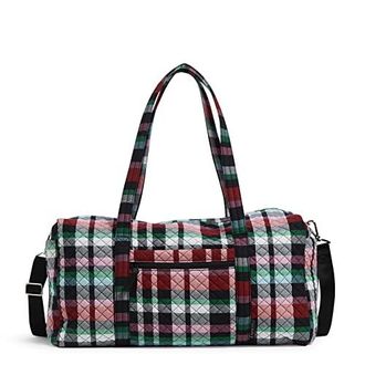 Vera Bradley Large Travel Duffel Bag, Nuit Femme, Ribbons Plaid-Coton recyclé, Einheitsgröße