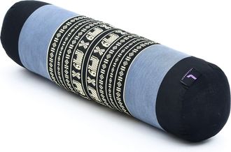 Leewadee Pilates Rolle Nackenst&uuml;tze kleines Yoga Bolster Yogakissen &ouml;kologisches Naturprodukt, Kapok, 50 x 15 x 15 cm, Blau