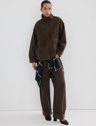 Mango Parka jean oversize avec poches chocolat - Femme - XS - MANGO