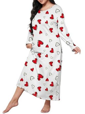 Generic Robe de nuit décontractée à manches longues et col rond pour femme, chemise de nuit à manches longues, 04, XXL