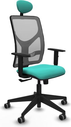 Piqueras y Crespo Schreibtischstuhl, T&uuml;rkis, mit 1D-Armlehnen, h&ouml;henverstellbare Lendenwirbelst&uuml;tze und festes Kopfteil, ausgestattet mit 3 Positionen und Schneidschaum