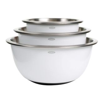 Oxo Good Grips 3-Piece Stainless-Steel Mixing Bowl Set, White