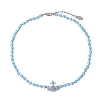 Vivienne Westwood Femme, Accessoires, Bleu, Taille: ONE Size Olympia Pearl Pendant Necklace