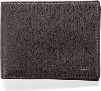 Steve Madden Herren RFID Leder, Extra Kapazität, Aufgesetzte Klapptasche Geldbörse, Braun (Glatte Maserung), Einheitsgröße