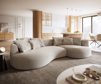 DELIFE Big-Sofa Edina 330x170 cm Webstoff Soft Beige, Big Sofas