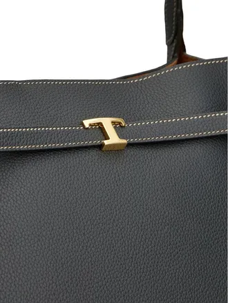 Tod's Calf Leather with Gold-Tone Hardware Tote Bag - Black