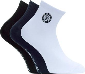 Serge Blanco Chaussette Homme Coton Peigné - Lot de 3 - Chaussettes Basses Homme, Douces & Confortables, Noir Taille 43/46