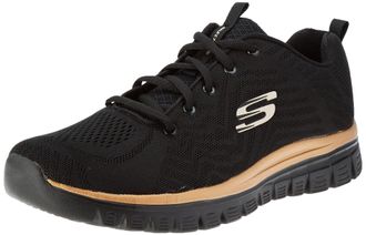 Skechers Damen Graceful Get Connected Sneakers, Schwarz Rose Gold, 36.5 EU