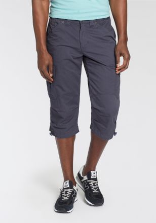 Man's World Cargobermudas MANS WORLD, Herren, Gr. 44, N-Gr, blau (dunkelblau), Obermaterial: 100% Baumwolle, unifarben, regular fit knieumspielend, Hosen, in 3/4-