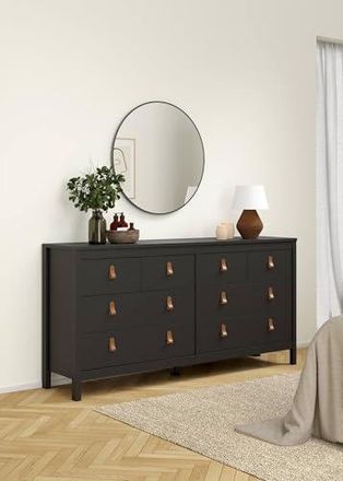 Dmora Kommode Josette, Wohnzimmerbuffet, Wohnzimmer-Sideboard, Moderne K&uuml;chen-Speisekammer, 160x38 h80 cm, Schwarz
