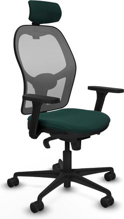 Piqueras y Crespo B&uuml;rostuhl mit 3D-Armlehnen und Kopfteil, h&ouml;henverstellbar und neigbar. Ausgestattet mit 5 Positionen und injiziertem Schaum. Grau/Flaschengr&uuml;n