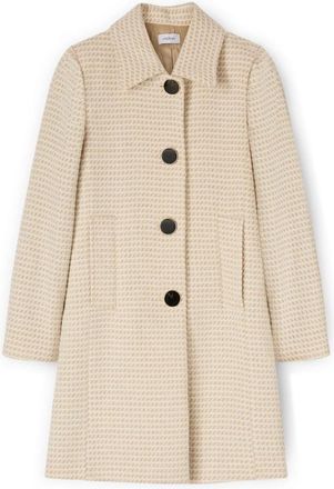 Motivi Femme, Manteaux, Beige, Taille: 46 FR Long Jacquard Coat
